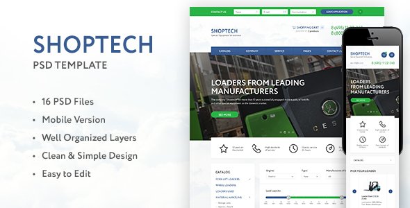 SHOPTECH – Clean & Simple PSD Template for Shop - code.market