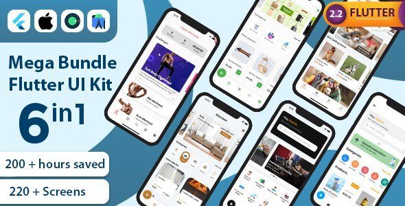 Mega Bundle Flutter UI Kit | All in one | 6 Premium - code.market