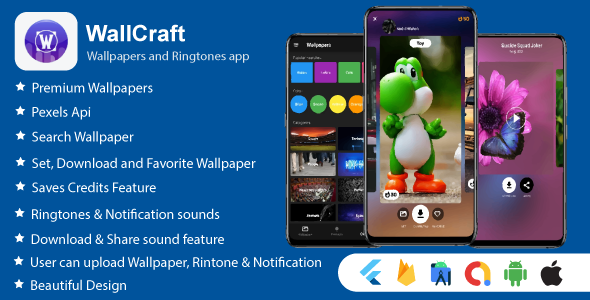 WallCraft Wallpapers and Ringtones Flutter app - code.market