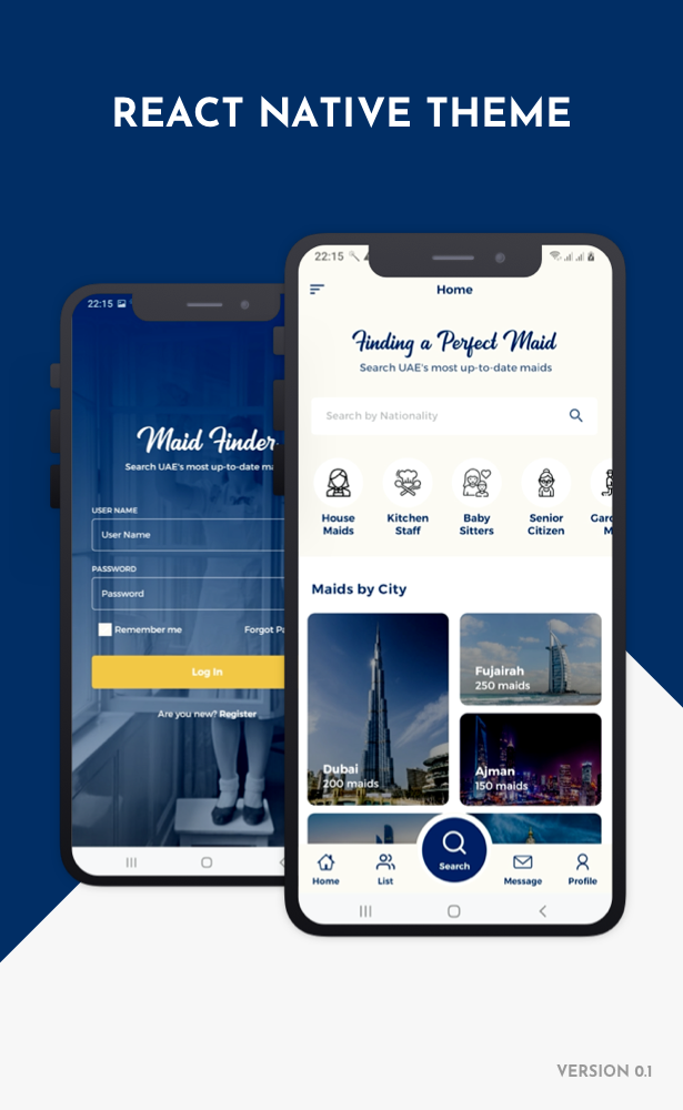 MaidFinder React Native Theme/Template - code.market MaidFinder React Native Theme/Template - code.market