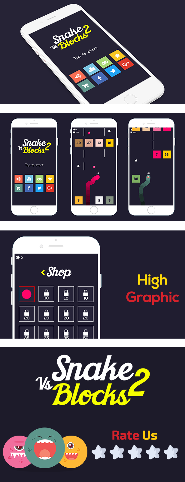 SNAKE VS BLOCKS 2 WITH ADMOB - ANDROID STUDIO & ECLIPSE FILE - code.market
