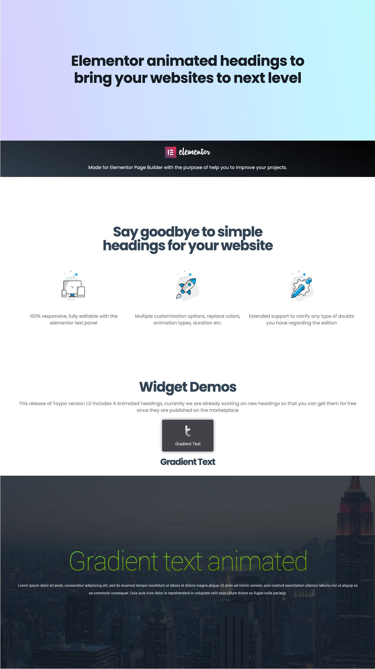 Taypo animated headings - widget for elementor - code.market