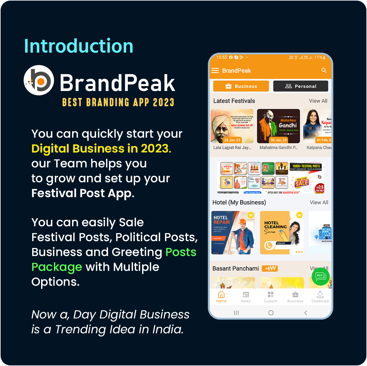 BrandPeak: Festival Poster Maker, Business Post, - code.market