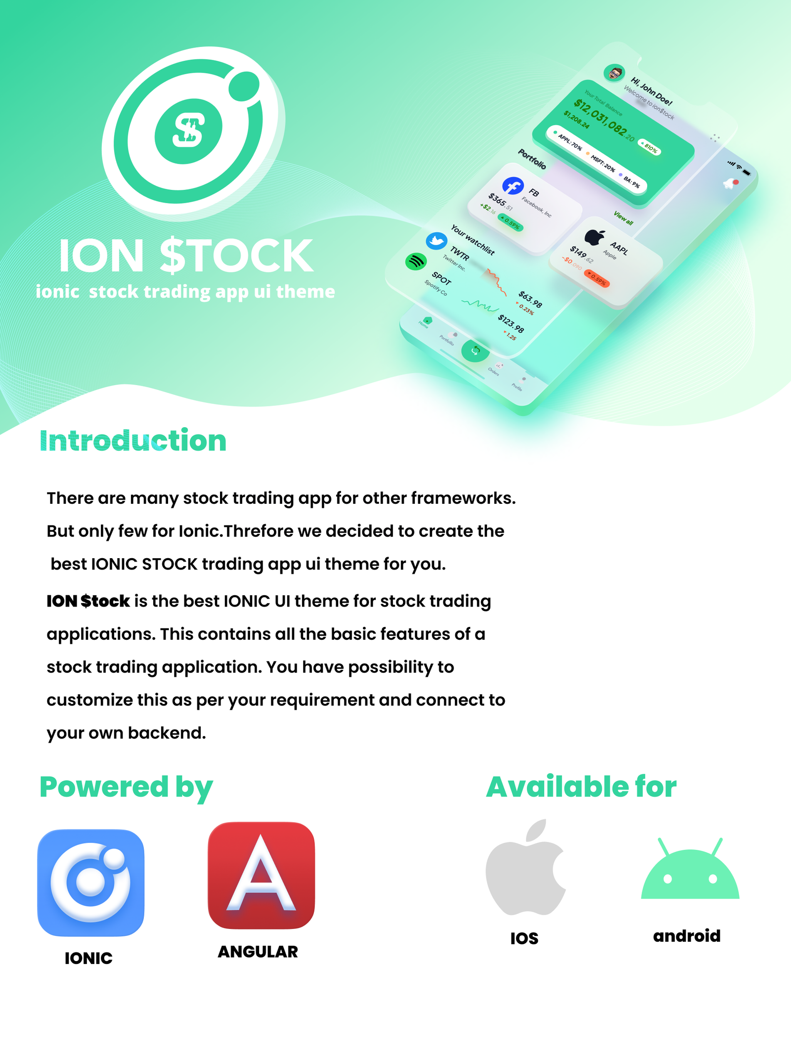 ION Stock - ionic stock trading app ui theme | ionic 6 | Capacitor - code.market