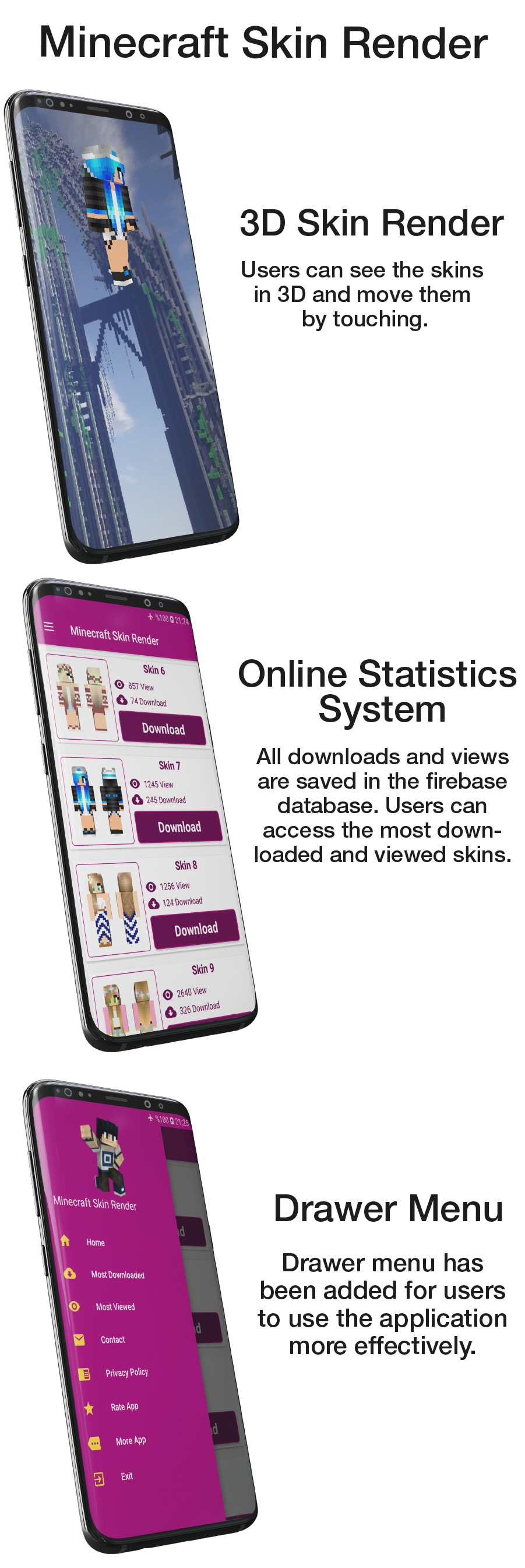 Minecraft Skin App Template With 3D Skin Render - code.market