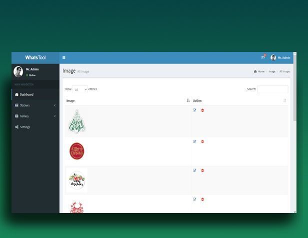 Online Stickers for Whatsapp - Admin Panel | Beautiful - code.market