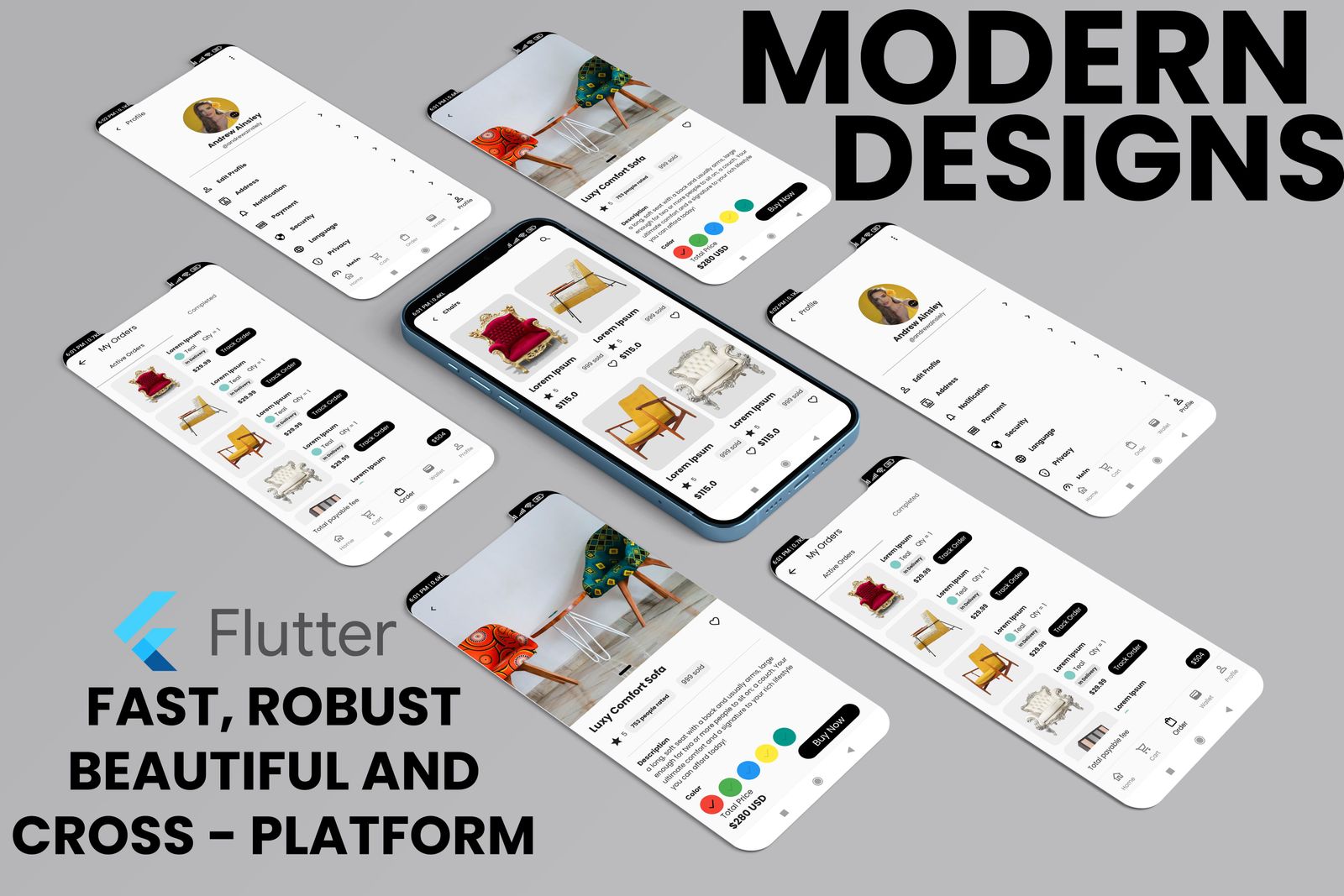 Furniture Store Flutter Mobile App UI Kit Template - code.market Furniture Store Flutter Mobile App UI Kit Template - code.market