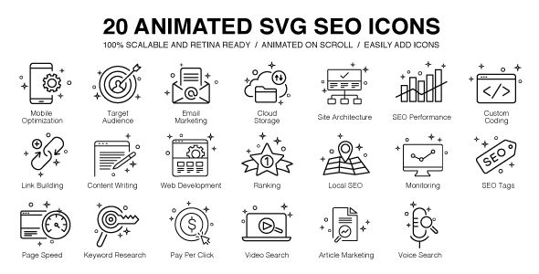 20 Animated SVG SEO Icons - code.market