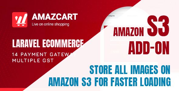 Amazon S3 add-on | AmazCart Laravel Ecommerce System CMS - code.market