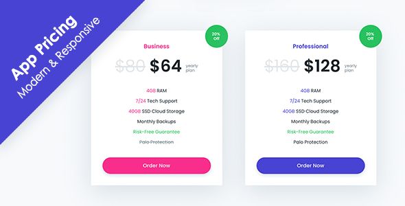 App Pricing - Modern & Responsive Pricing Tables - code.market