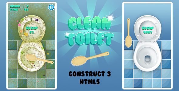 Clean Toilet Game (Construct 3 | C3P | HTML5) Clean The Toilet Faster - code.market