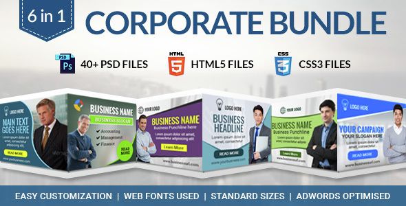 Corporate Bundle - 6 in 1 HTML5 Ad Banner Templates - code.market