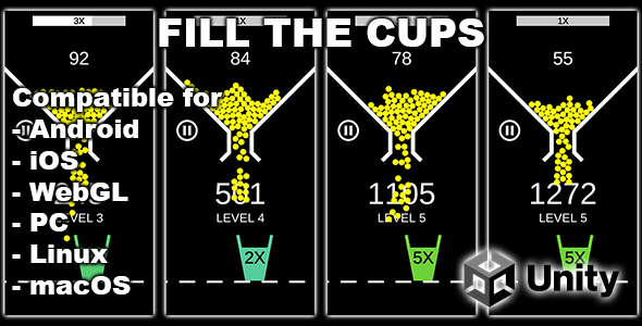 Fill The Cups (Unity Game With AdMob Ads) - One touch - code.market