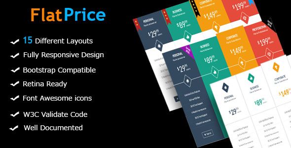 FlatPrice - Responsive Bootstrap Pricing Tables - code.market