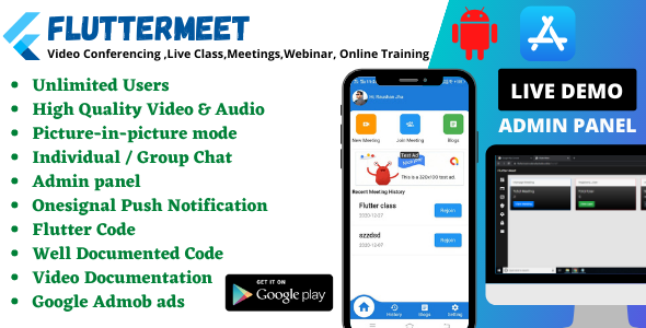 FlutterMeet- Free Android and iOS Video Conference App - code.market
