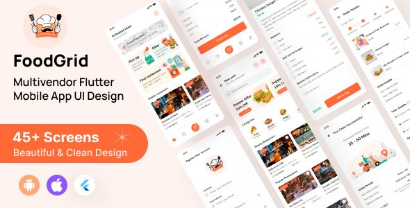 FoodGrid - Multivendor Food Delivery Flutter App UI - code.market