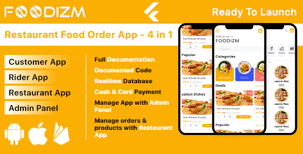 Foodizm - Restaurant Food Ordering App in Flutter - - code.market
