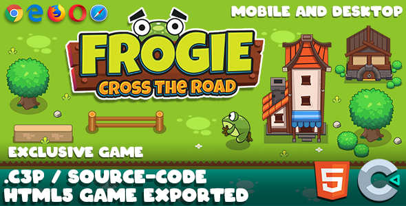 Frogie Cross The Road HTML5 Game - With Construct 3 File - code.market