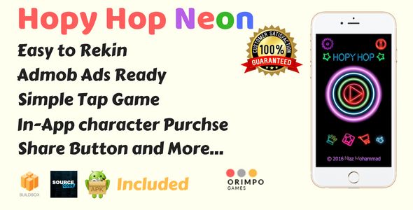 Hopy Hop Neon Color - Buildbox Game Template & Android Studio Project - code.market