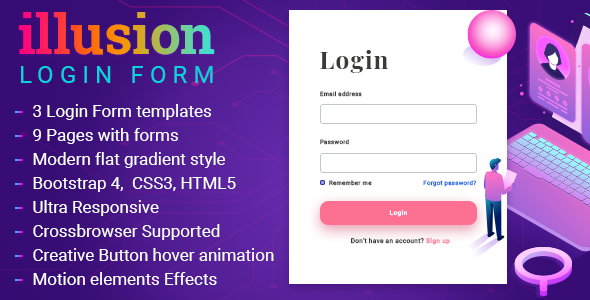 Illusion Modern Responsive Login Layouts - code.market