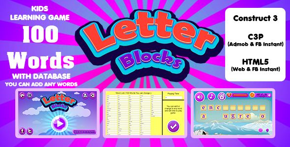 Letter Blocks Words Learning Kids Game (Construct 3 | - code.market