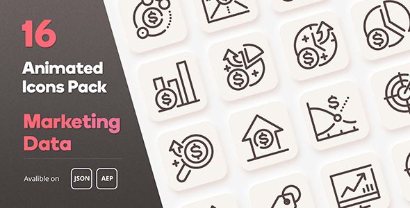 Marketing Data Diagram Animated Icons Pack - Lottie Json Animation SVG ...