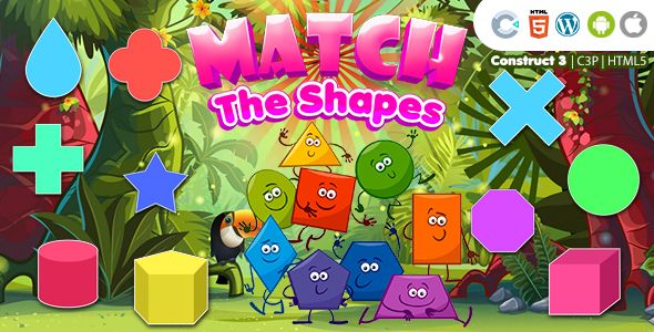 Match the Shapes (Construct 3 | C3P | HTML5) Kids Educational Game - code.market