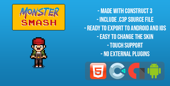 Monster Smash - Template for Construct 3 - code.market
