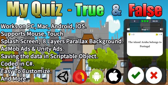 My Quiz - True & False (Unity Complete Project + AdMob - code.market