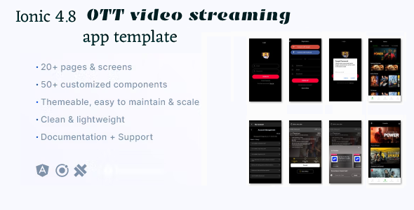 OTT video streaming ionic 4.8 app template - code.market