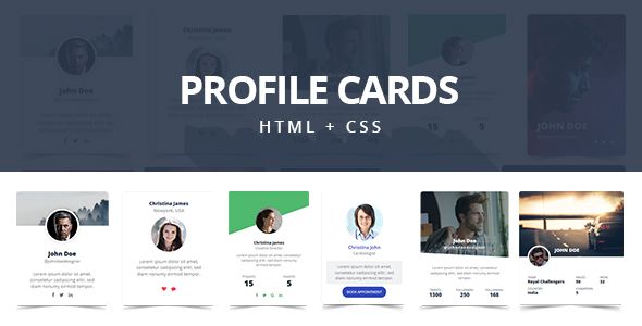 Profile Cards - CSS3 Responsive Cards - code.market