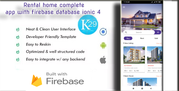 Rental Home Complete App With Firebase Database Ionic 4 Codemarket