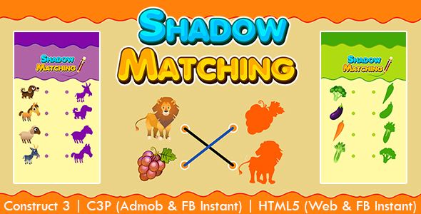 Shadow Matching Kids Learning Game (Construct 3 | C3P - code.market
