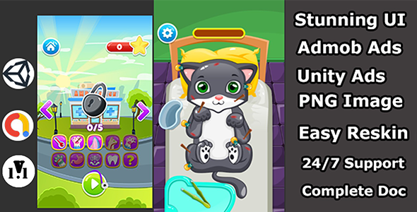 Sick cat Doctor Treatment unity3d android game - code.market