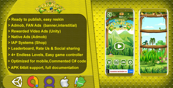 Super Monkey Jump Up - Complete Game Template / Project - Unity Game ...