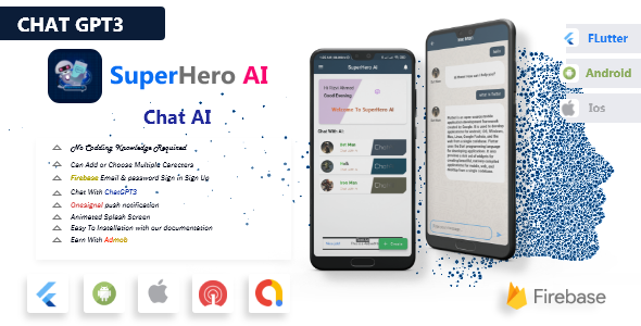 SuperHero AI- ChatGPT-4 Open AI Android and iOS App With Flutter - code.market