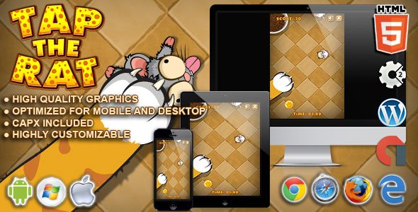 Tap The Rat - HTML5 Construct Tap Game - code.market