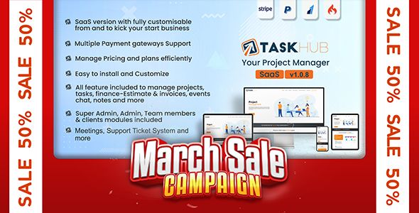 Taskhub SaaS - Project Management Tool, Finance & CRM Tool - code.market