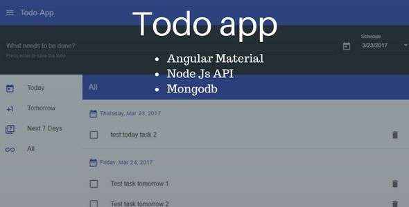 Todo app using Angular Material with nodejs and mongodb - code.market Todo app using Angular Material with nodejs and mongodb - code.market