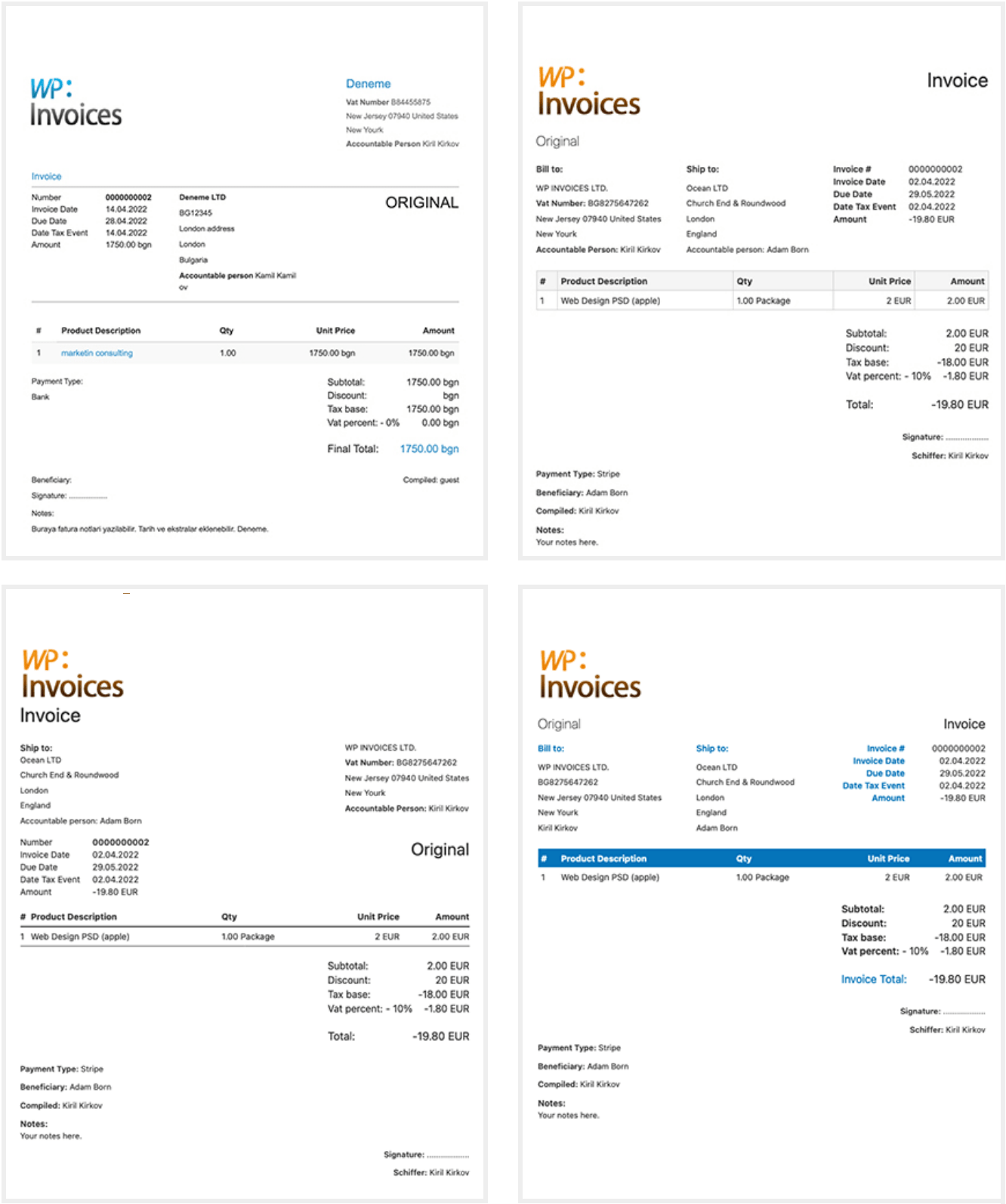 WP Invoices - PDF Electronic Invoicing System - code.market