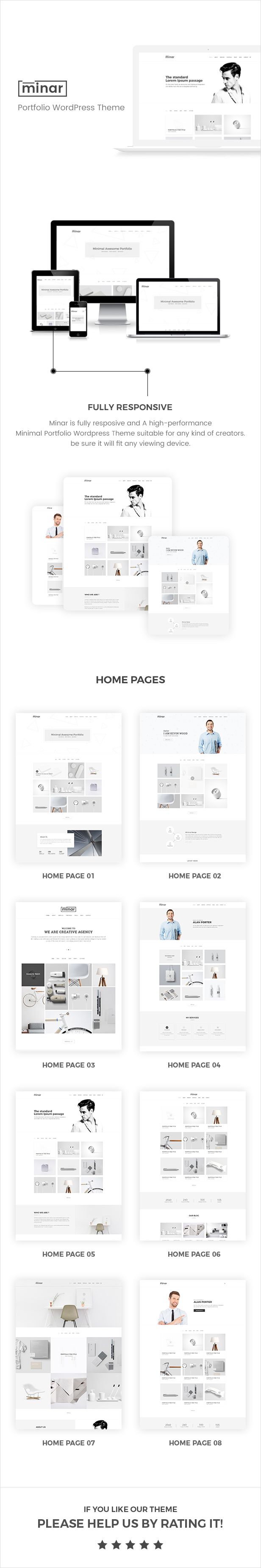 Minar - Minimal Portfolio WordPress Theme - code.market
