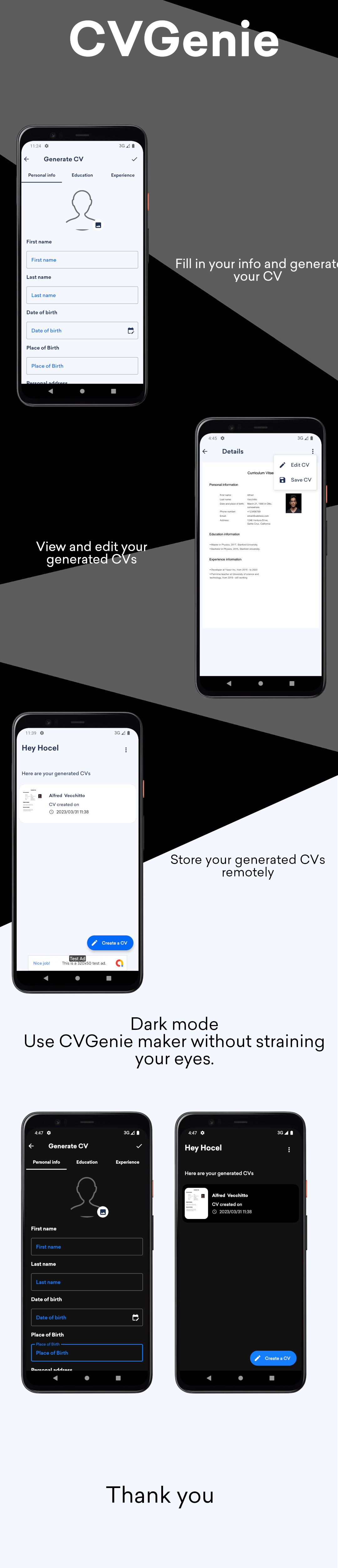 CVGenie - Advanced native Android CV generator app - code.market