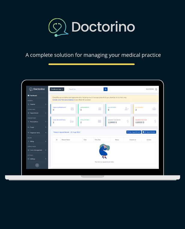 Doctorino - Doctor Practice Management System Laravel - code.market
