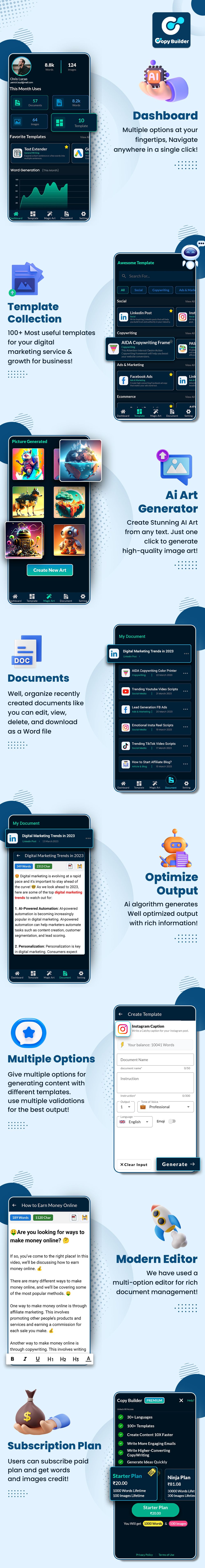 Copy Builder - AI Writing Assistant, AI Image - code.market