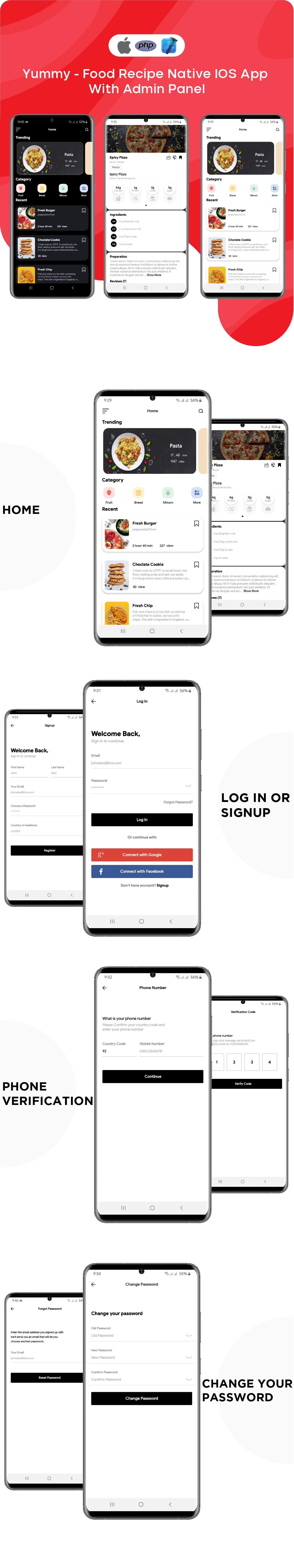 Yummy - Food Recipe Native IOS App With Admin Panel - code.market