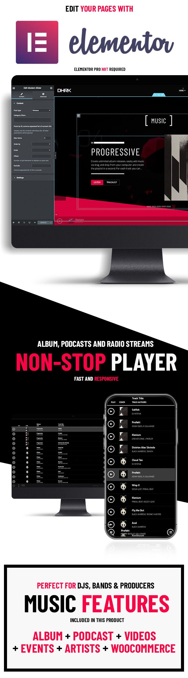 Vice: Underground Music Elementor WordPress Theme - code.market