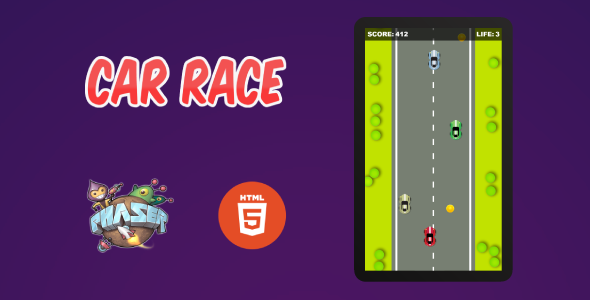 Car Race Game - (HTML5 PhaserJS) - code.market