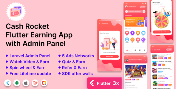 Cash Rocket – Flutter Earning App with Admin Panel - code.market
