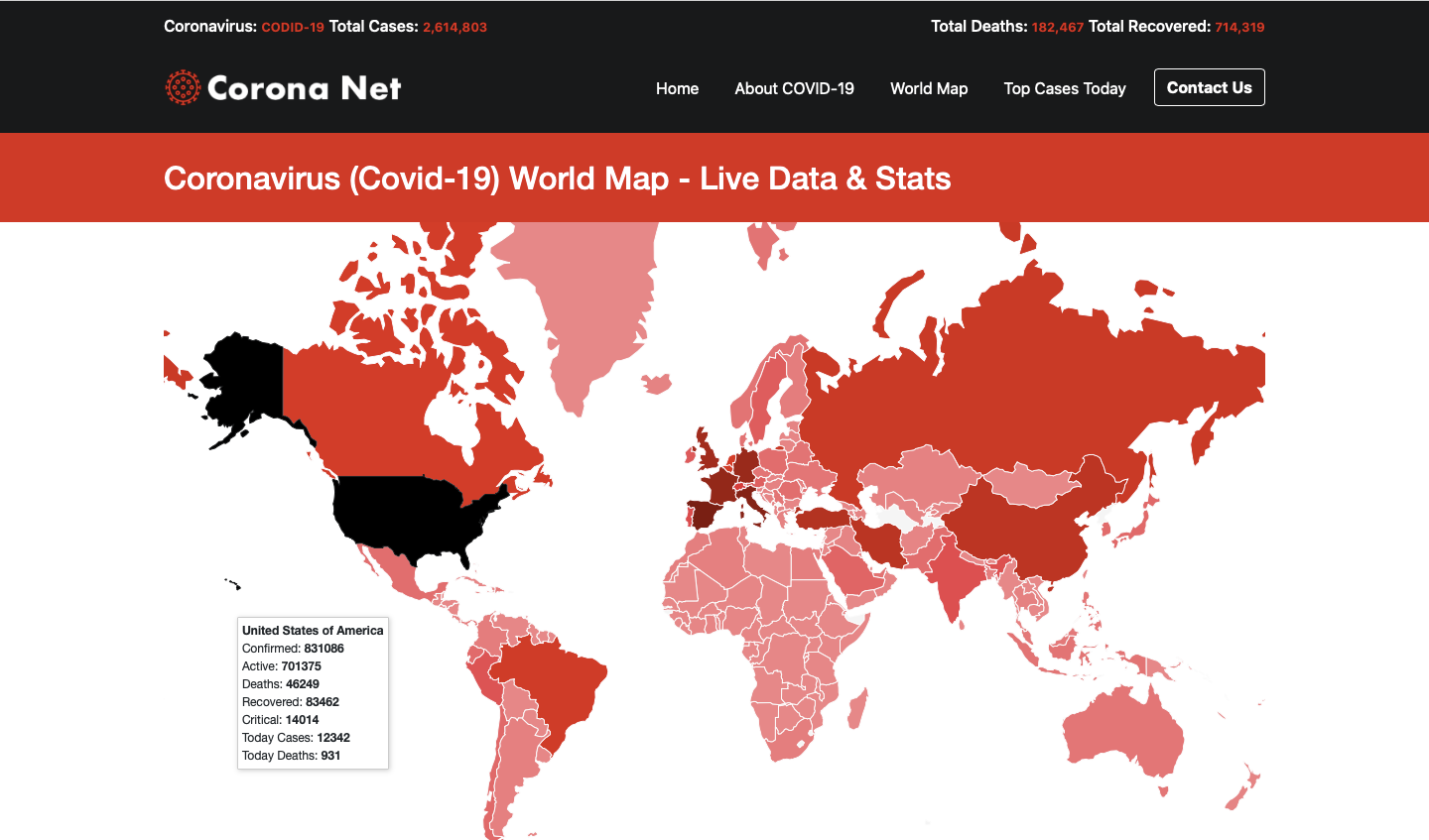 Corona Net - Coronavirus (COVID-19) Worldwide Cases - code.market