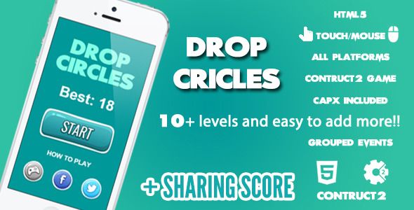 Drop Circles Game + Share Score - code.market